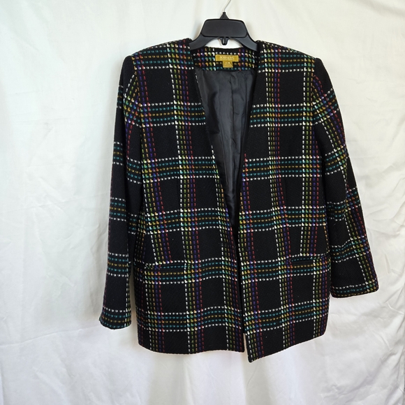 Robinson's | Jackets & Coats | Robinsons Women Black Rainbow Plaid Long ...